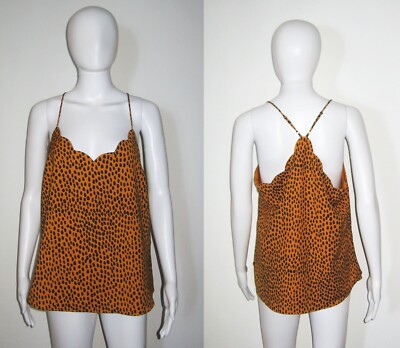 J Crew NWT Leopard Animal Print Spaghetti Strap Scallop Edge Cami Tank ...