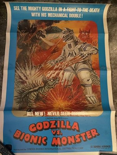 Godzilla Vs The Bionic Monster Poster! One Sheet &RARE! 1971 VINTAGE ...