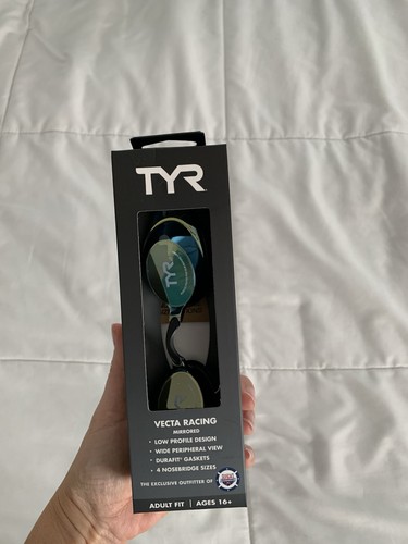 TYR Vectra Racing Adult Fit Mirrored Swim Goggles Gold/Black Anti Fog ...