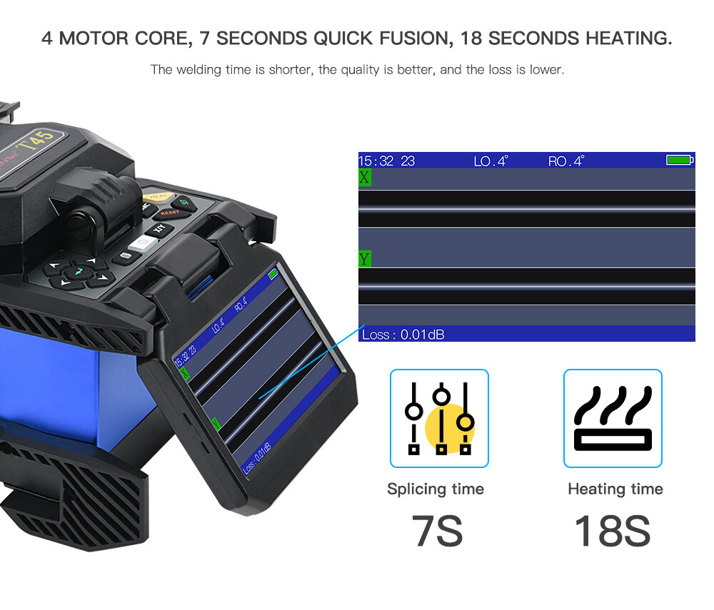 Orientek T45 Fiber Fusion Splicer Fusion Splicing Machine Fiber Optic ...