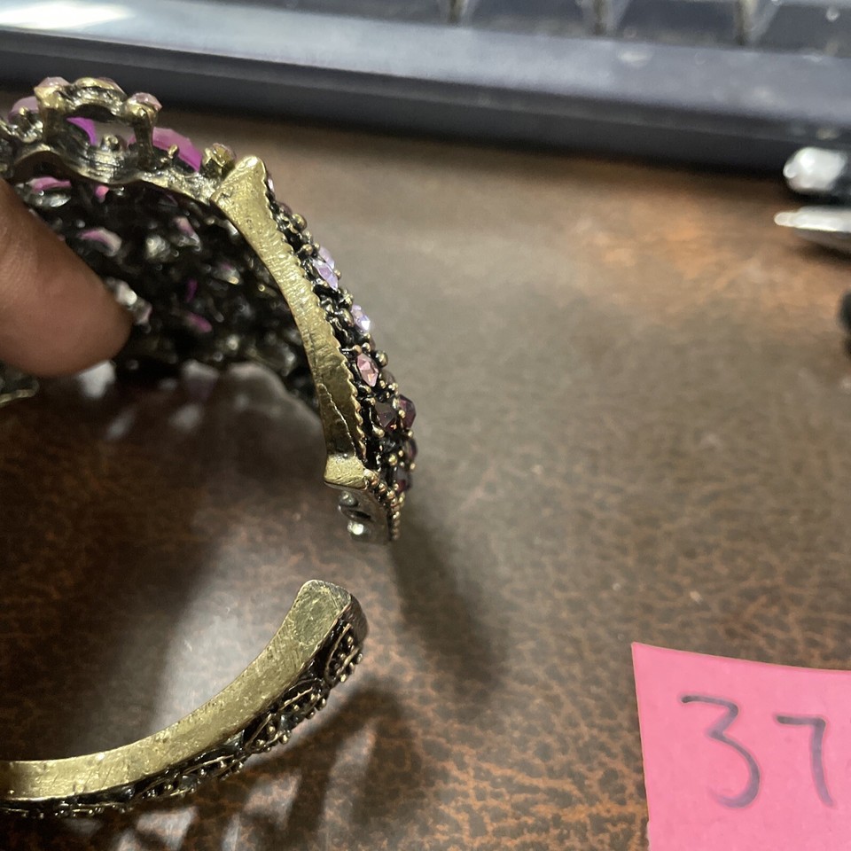 Vintage Statement Purple Bangle Rhinestone Flower Floral Bracelet | eBay