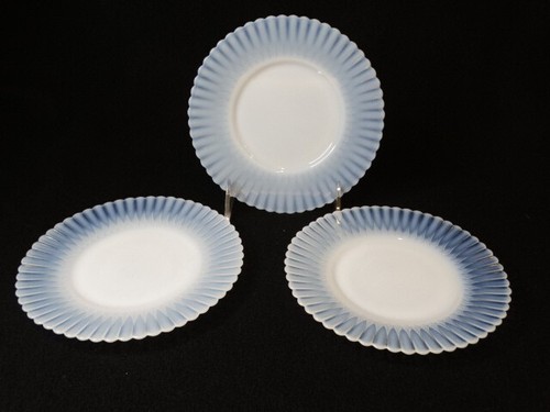 Vintage Set of 3 White Opalescent Fluted Rim Dessert/Bread Plates, 6.5 ...