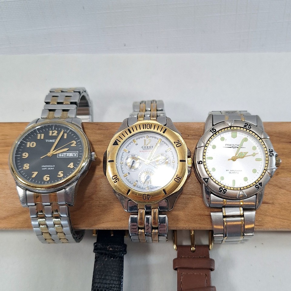 Lot of 5 Men’s Quartz Watches, Guess Chronograph, Timex Indiglo ...