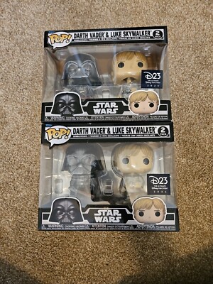 D23 Exclusive Funk Pop Metallic Darth Vader & Luke Skywalker ...