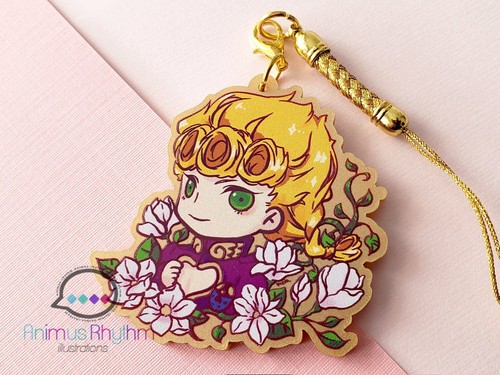 Golden strap charm: JoJo Giorno Giovanna Golden Wind 2in game anime ...