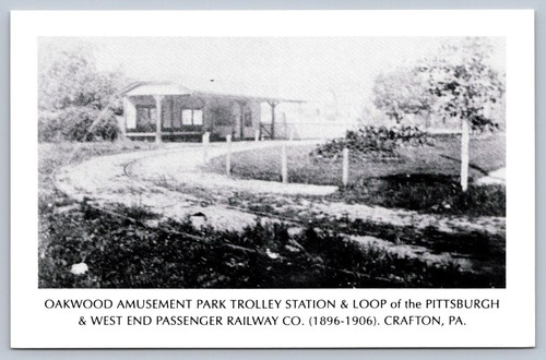 Postcard Oakwood Amusement Park Trolley Station & Loop at Crafton PA ...