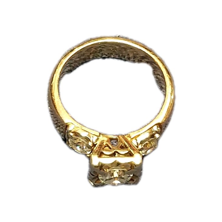 80s Engagement Ring Chunky 14k Gold 7gm Vtg Statement Retro 3 Diamonds ...