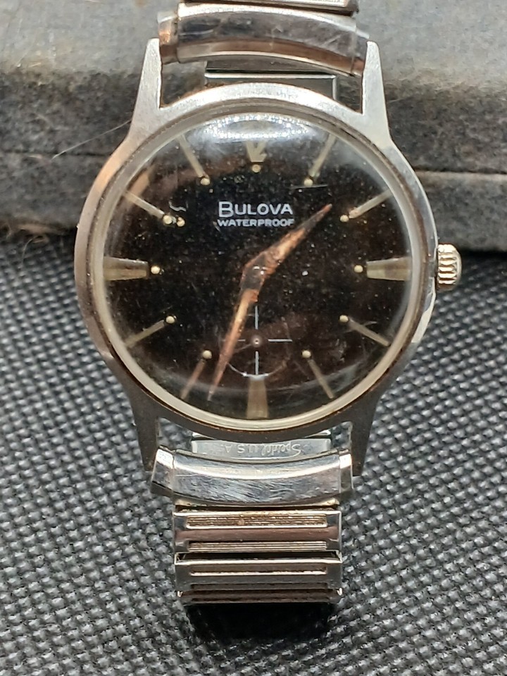 Vintage 1966 M6 Bulova Waterproof Black Dial Mechanic Watch | eBay