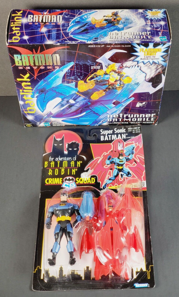 LOT NEW Batman 1999 Hasbro Netrunner Batmobile & 1996 Kenner Super ...