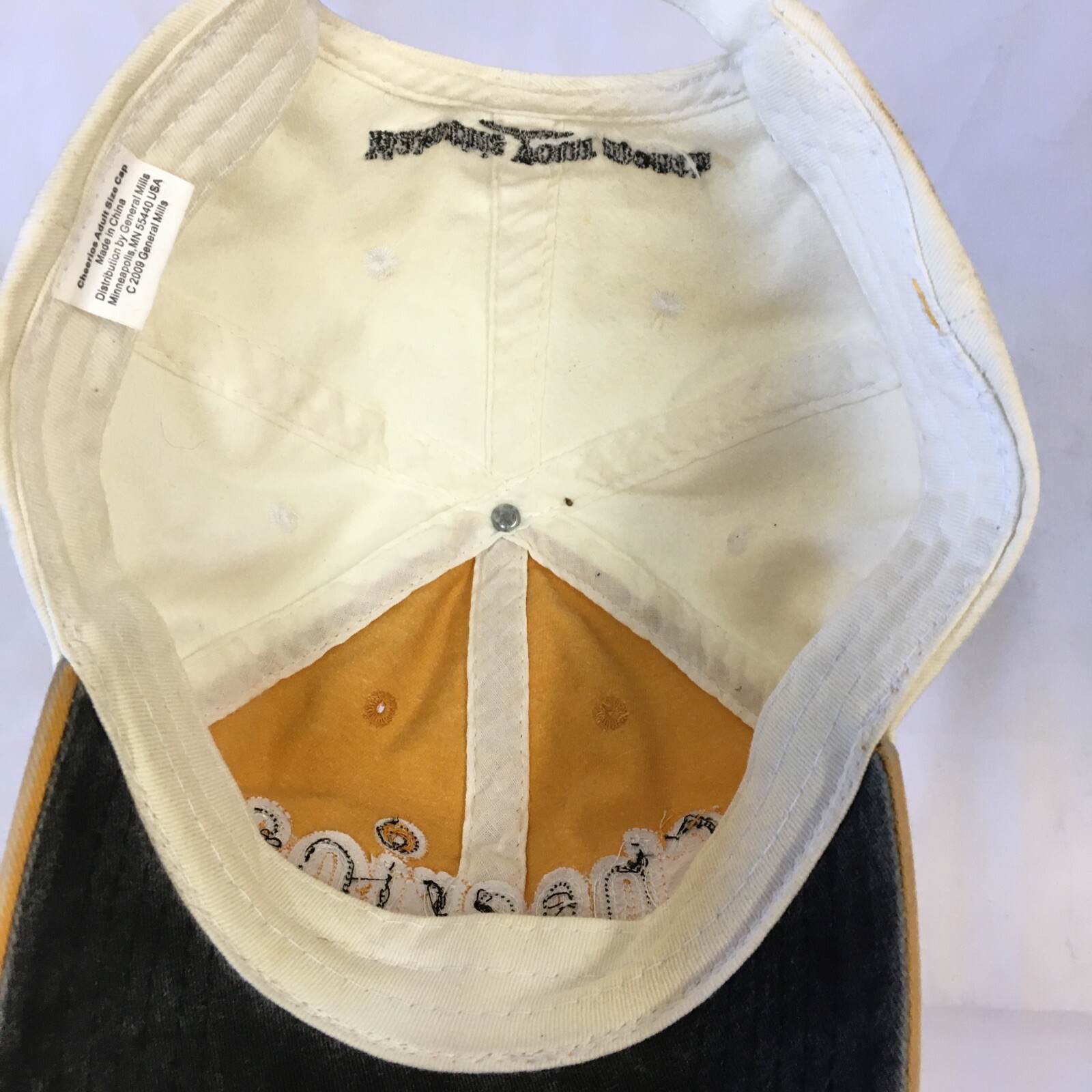 Trucker Hat Baseball Cap HOOK AND LOOP “CHEERIOS” Very Light Stain On ...