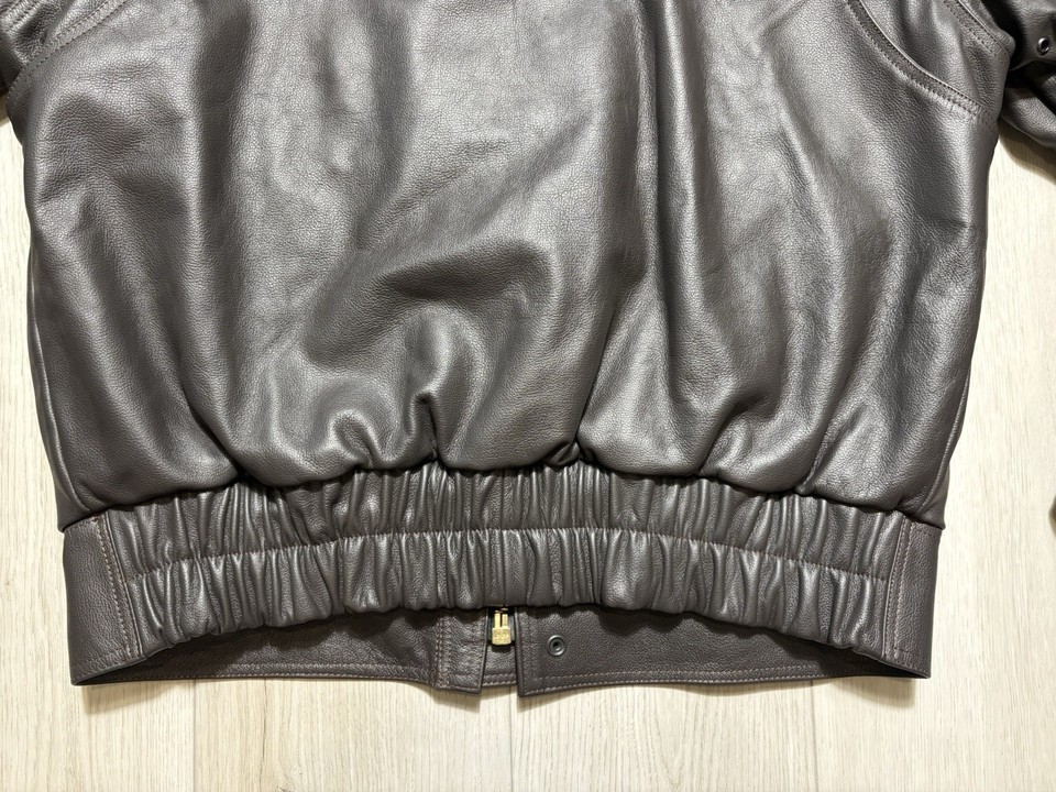 Perrone Fine Leather Pilots Flight Jacket Brown Bomber Coat LL Genuine ...