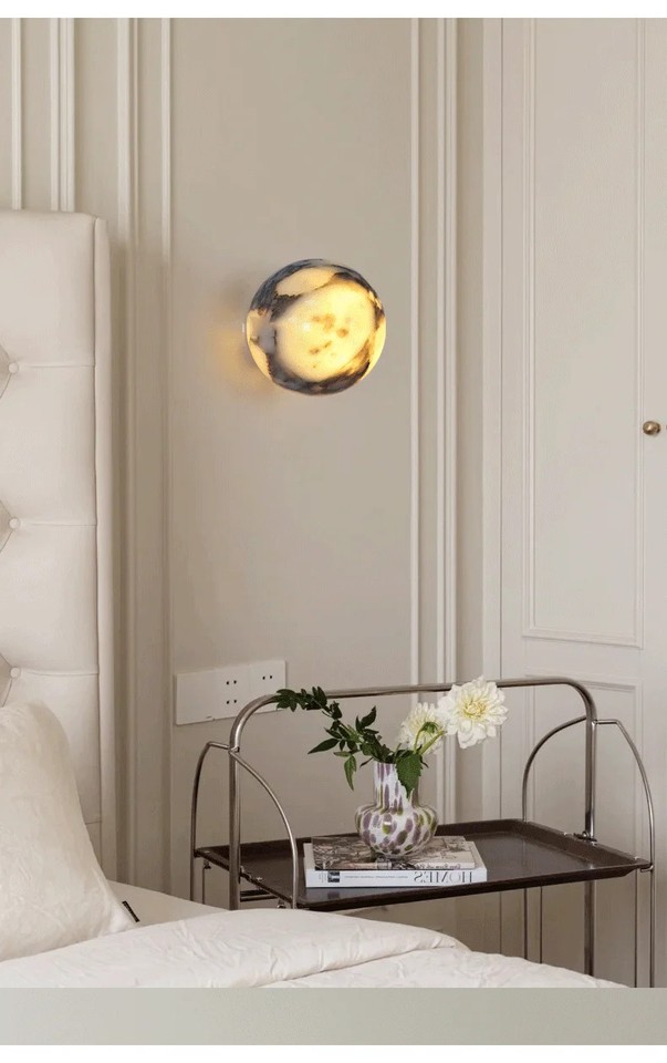 Ball Marble Natural Stone Wall Lamp Bedroom Bedside Luxury LED Light | eBay