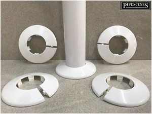 5 x 40mm 43mm Bath Waste Pipe Cover WHITE Wall or Floor Cover 90mm ...