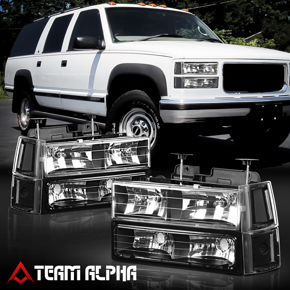 Fits 1994-2000 GMC GMT400 C10 Pickup[Black/Clear]Crystal Corner ...