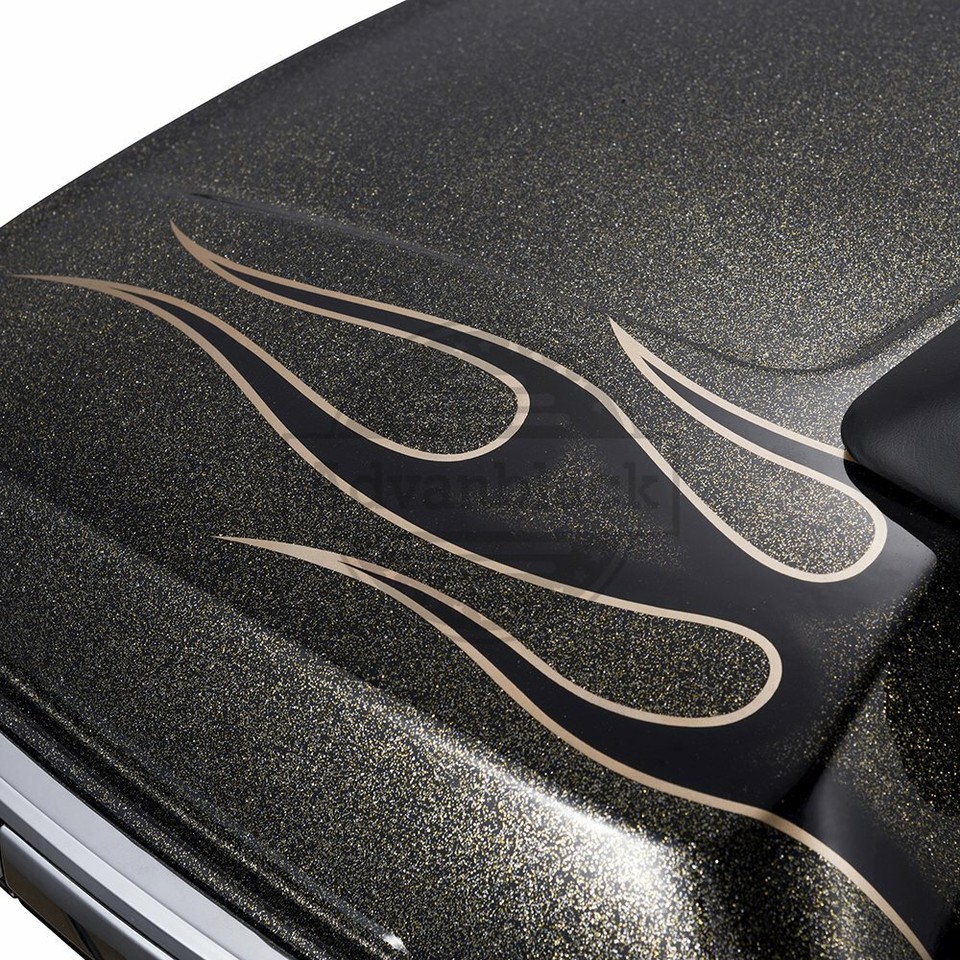 Hard Candy Black Gold Flake Flames Razor Tour Pack Fits Harley Touring ...