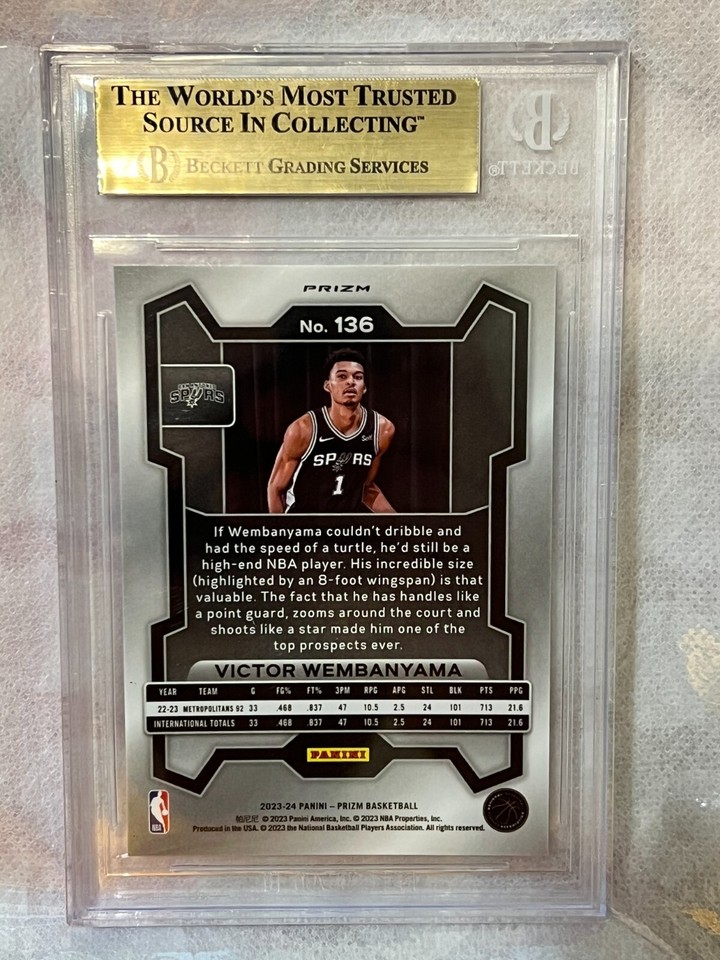 2023-24 Prizm Victor Wembanyama 136 Silver Holo Beckett Pristine 10 Pop ...