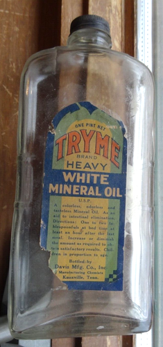 Vintage Davis TRYME Heavy Mineral Oil Collectible Medicine Bottle 7 1/2 ...