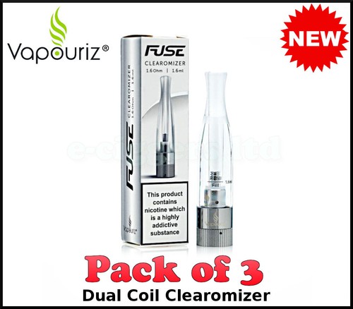 Vapouriz FUSE Dual Coil Vape Tank Clearomizer 1.6 ohm - 3 Pack Clear ...
