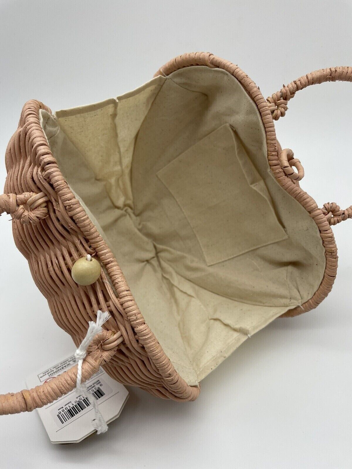 Handmade Heart Shaped Rattan Wicker Luvya Bag, Storage Basket Cotton ...