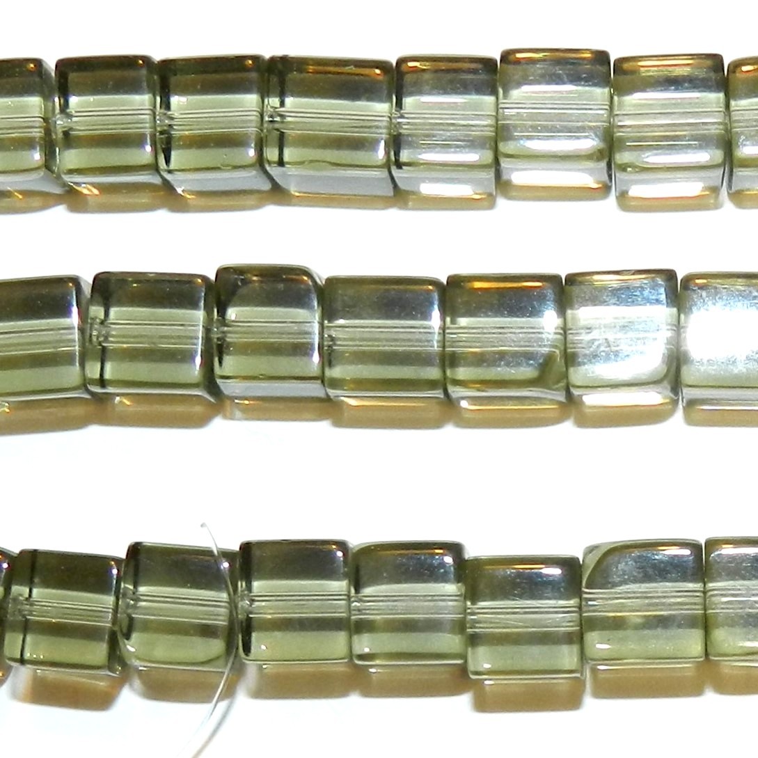 G1352 Smoky Quartz 6mm Square Cube Reconstituted Gemstone Crystal Glass ...