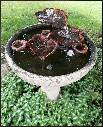 Pond Water Fountain 3 Leaf Bird Spitter Fish Plants Water Outdoor ...