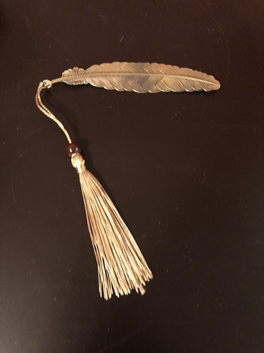 Gold Feather Bookmark NEW Lightweight Metal With Fabric Tassel | eBay