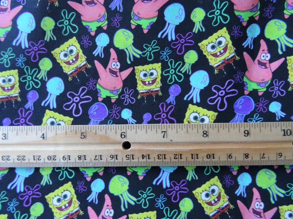 SpongeBob and SquarePants Cotton Fabric by the 1/2 yard 55 inch width ...