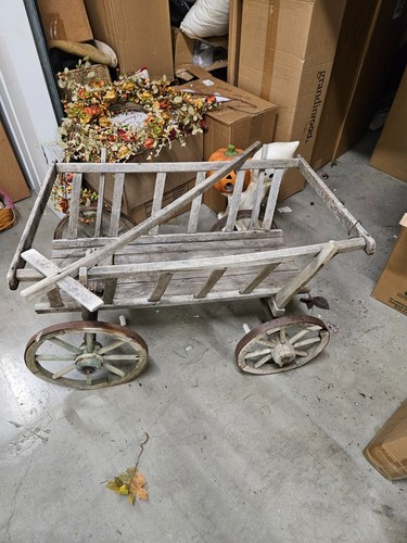 Antique Primitive 19th C. German Goat Cart Original Hay Pumpkin Dog ...