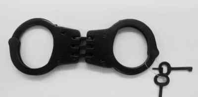 Steel Handcuff Alcyon Double Lock~ Black Speedcuffs Quick cuff Hinged ...