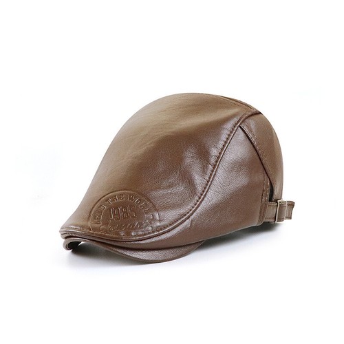 Men Beret Hat Leather Cap Newsboy Gatsby Flat Cap Ivy Golf Driver Cap ...