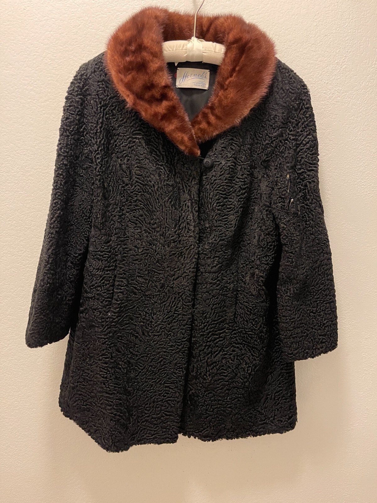 Beautiful Vintage Persian Curly Lamb Fur Coat Black w… - Gem