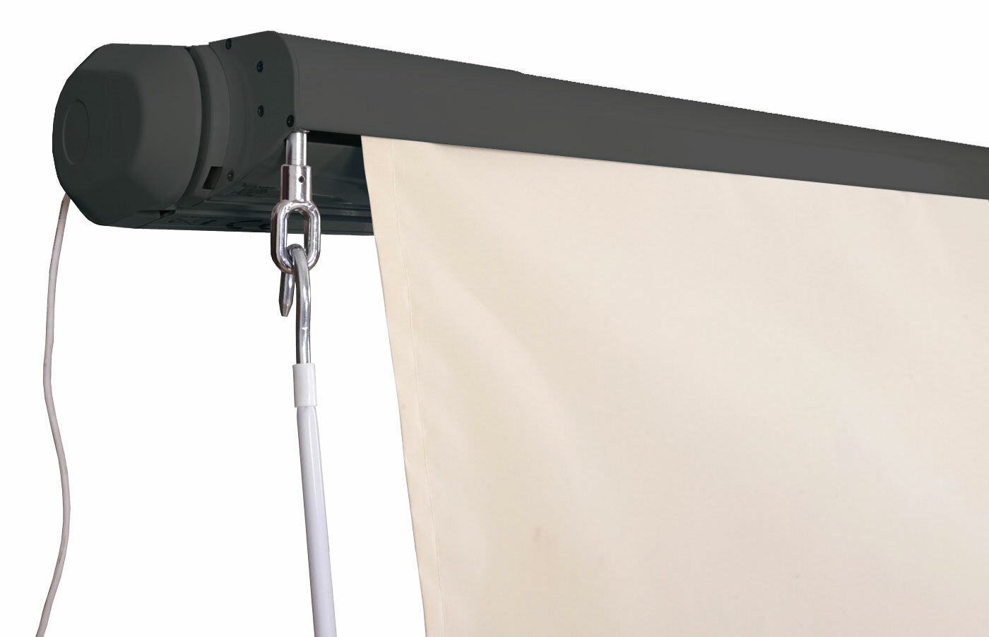 Elektrische Markise T124, 5x3m ausfahrbarer Volant Polyester Grau/Weiß ...