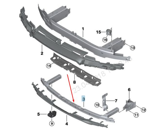 NEW BMW 7 G11 FRONT BUMPER LOWER CRASH BAR 51117418222 7418222 2016 OEM ...