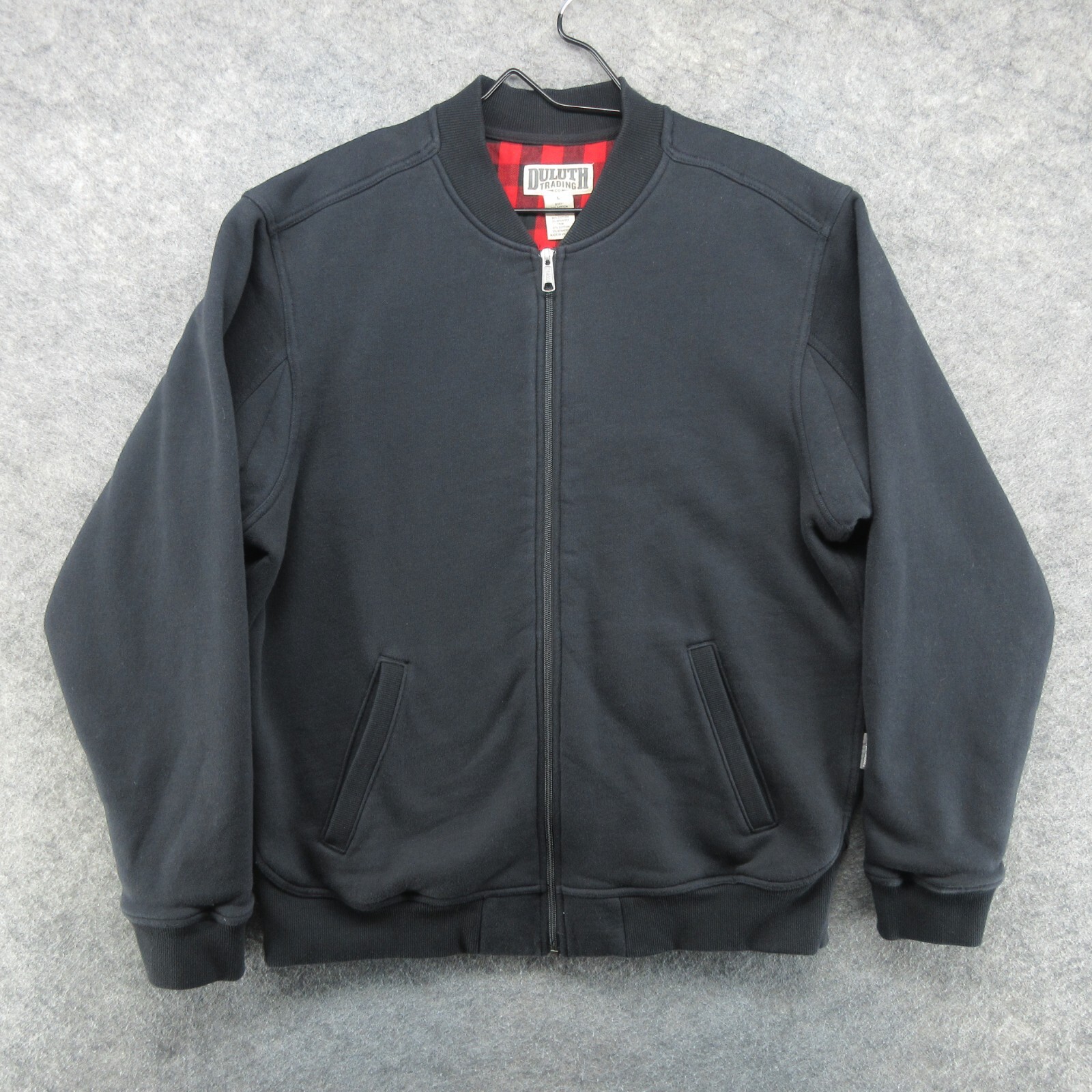 Duluth Trading Jacket Mens Large Black Souped Up Flannel Lined Bomber ...