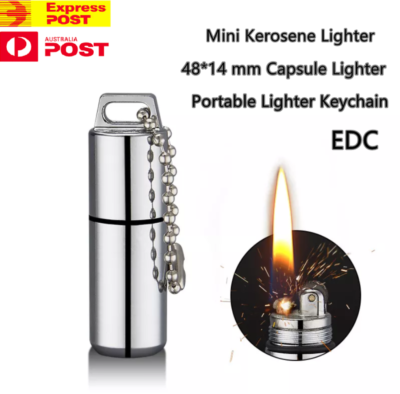 Mini Pocket Lighter Mini Waterproof Kerosene Capsule Lighter - Keychain ...