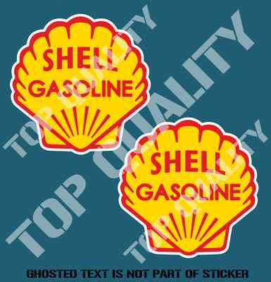 VINTAGE SHELL GASOLINE OIL Decal Sticker X2 Vintage Mancave Garage ...