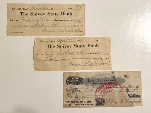 1910-1917 Three Bank Checks of Kansas Farmer and Stockman, 1910s ...