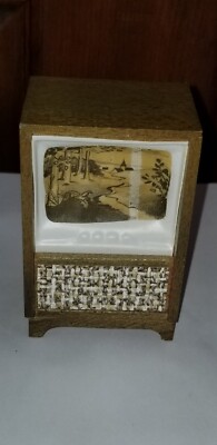 Rare vintage German Germany Dollhouse MINIATURE retro wood floor tv ...