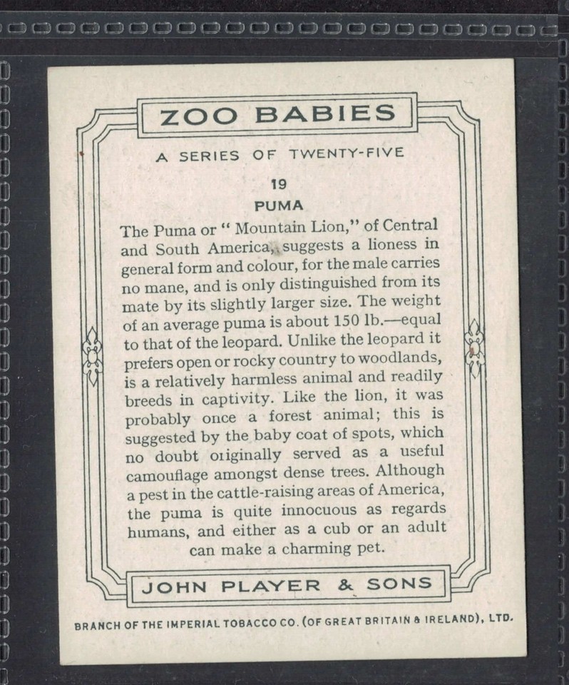 PUMA - 85 + year old English Tobacco Card # 19 | eBay