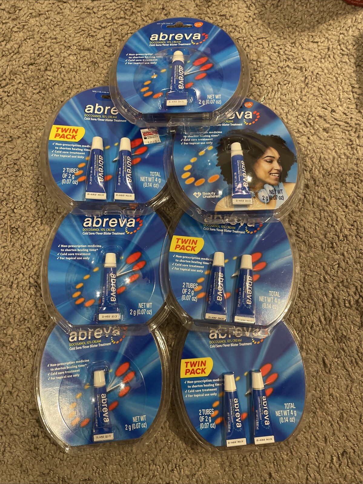 A 7 Boxes Abreva Docosanol 10% Cream Tube Cold Sore Blister Treatment ...