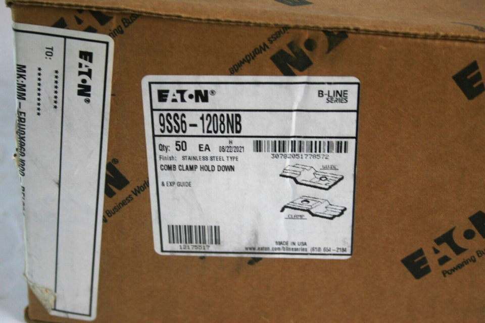 Box of 50 Eaton B-Line 9SS6-1208NB Comb Clamp Hold Down | eBay