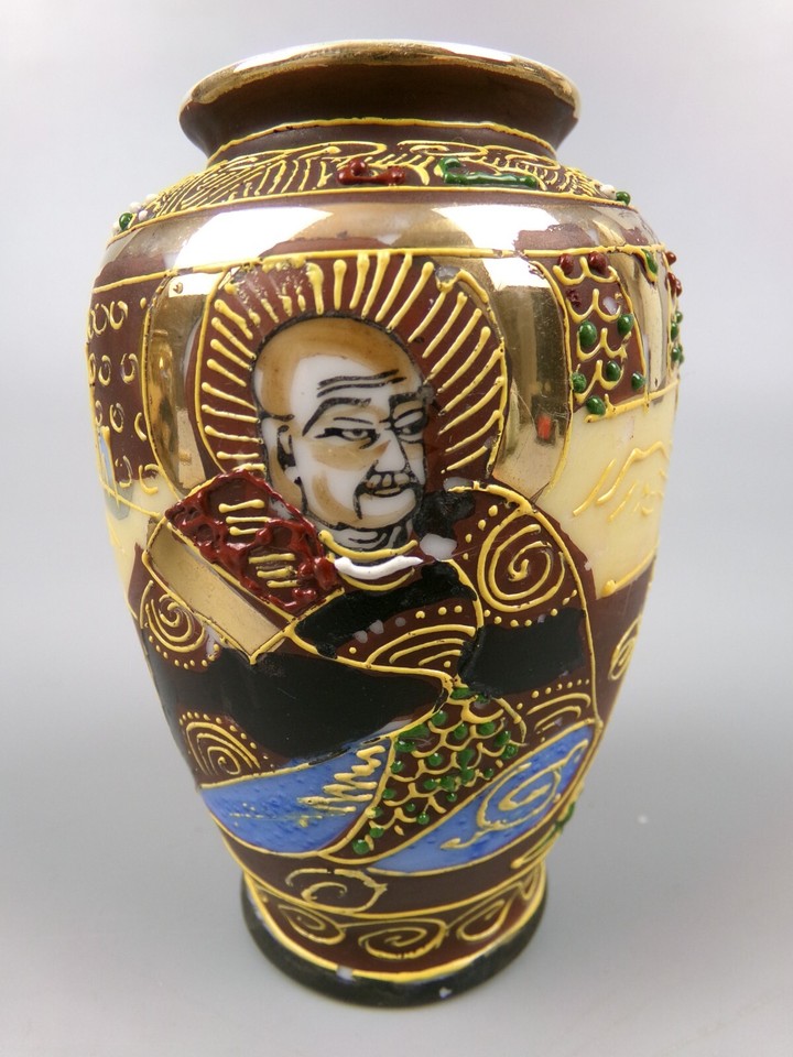 Japanese Satsuma Vases. Vintage pair. Hand painted porcelain. Small 3. ...