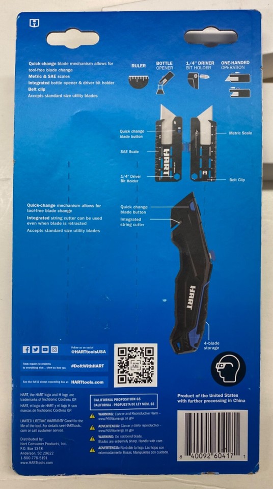 Hart Utility Knife Combo Set/Ten Blades Included (HHCTC02) | eBay