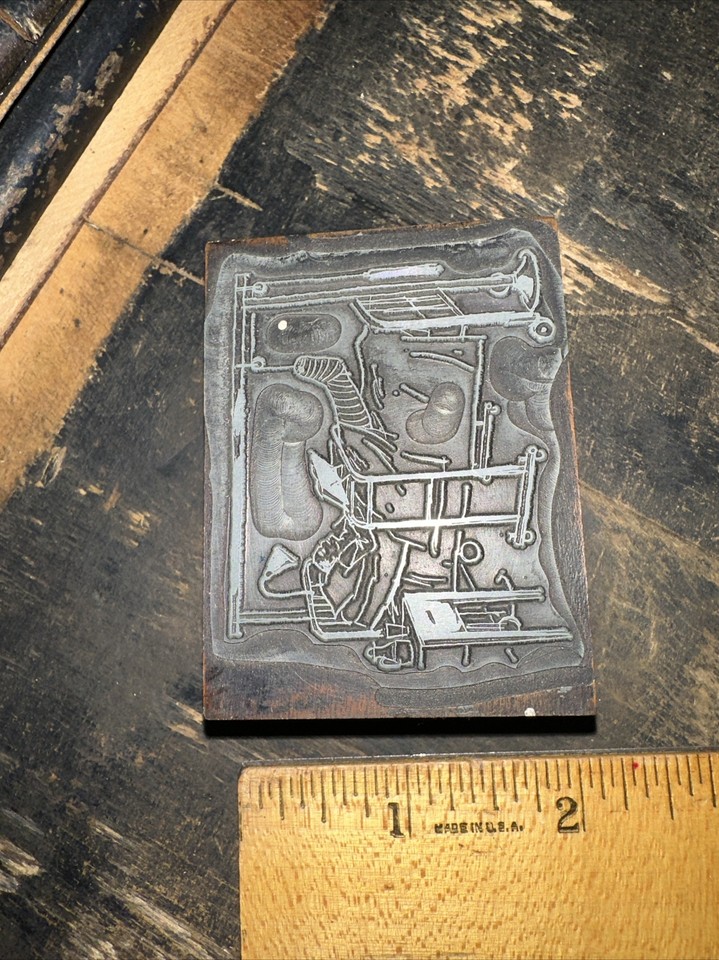 Printing Block “ Man in Hospital, Broken Leg “ Nice Details! | eBay UK