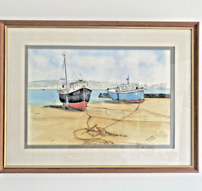 Original watercolour framed picture nautical boat signed By Artist Clem ...
