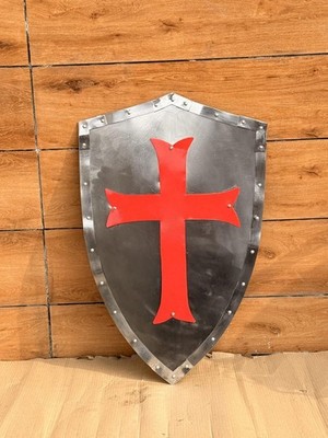 Medieval Crusader Shield Battle Knight Warrior Shield Templar Red Cross ...