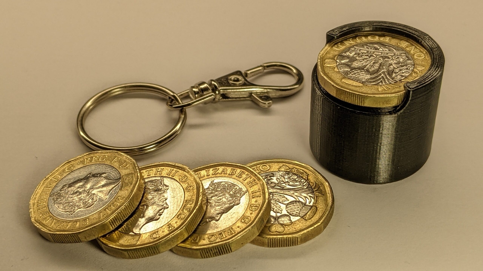 Spring Loaded £5 Pound Coin Dispenser Holder Stacker Key Chain | eBay