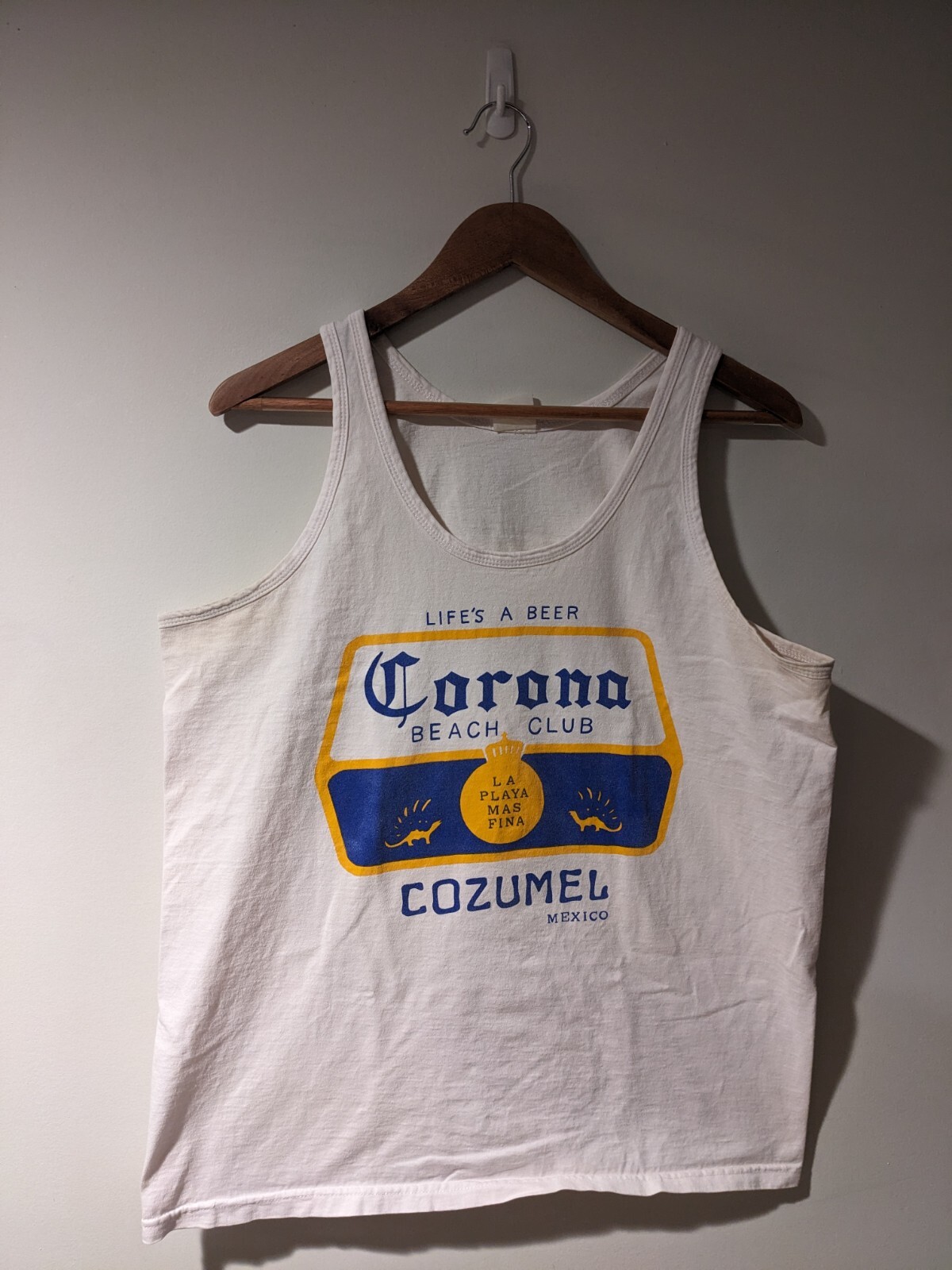 Vintage Corona Beach Club Mexican Beer White Beige La… - Gem