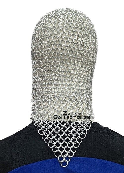 Chainmail Coif Aluminum Butted Ring Hood for Medieval Renaissance Fair ...