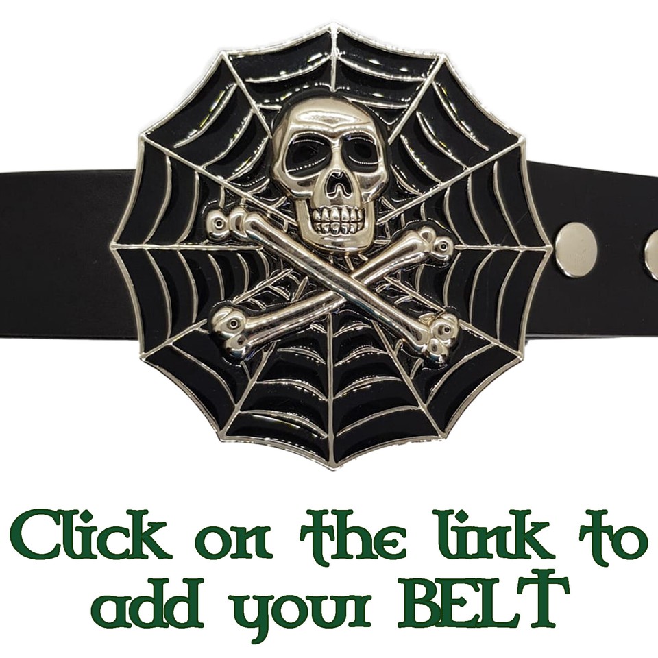 Skull And Crossbones Spider Web Belt Buckle Gothic Biker chrome ...